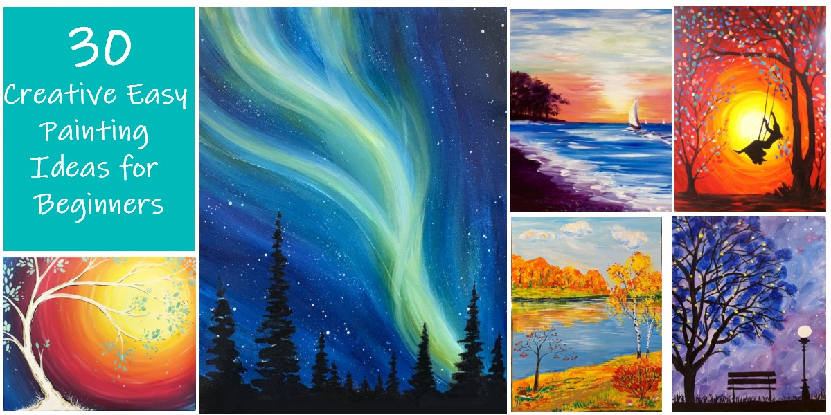 30 Creative Easy Painting Ideas for Beginners, Easy Landscape Painting ...