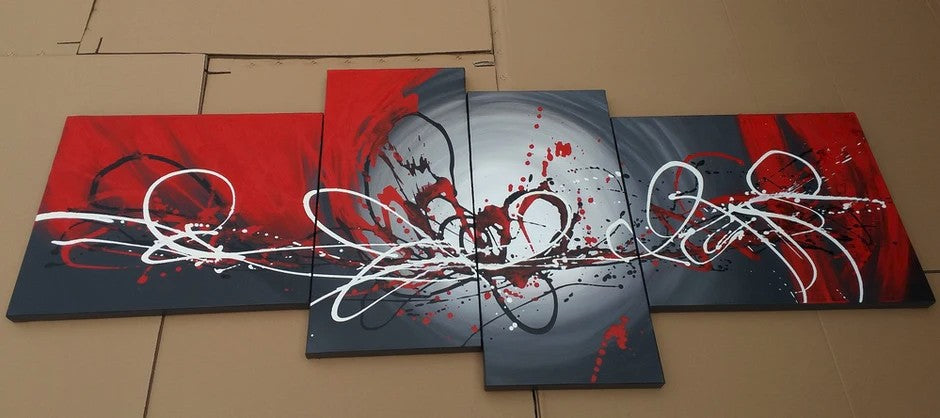 Black and Red Abstract Painting, Simple Modern Art, Large Paintings fo ...