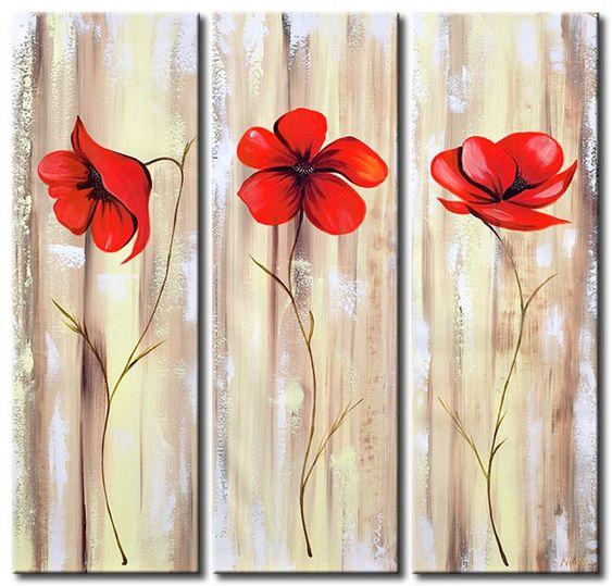 Red Flower Painting, Acrylic Flower Paintings, Acrylic Wall Art Painti ...