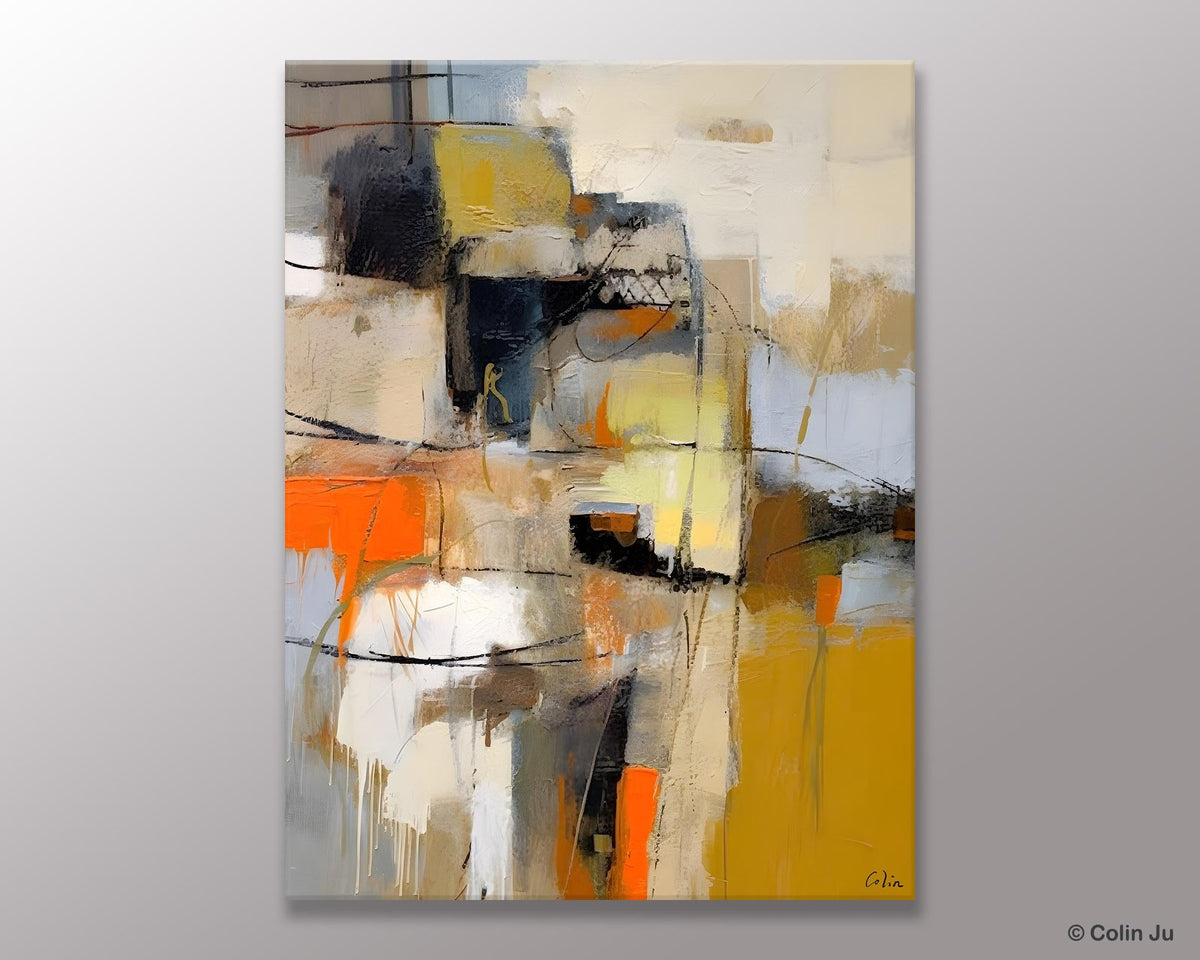 Acrylic Abstract Painting Behind Sofa, Large Painting on Canvas, Livin ...