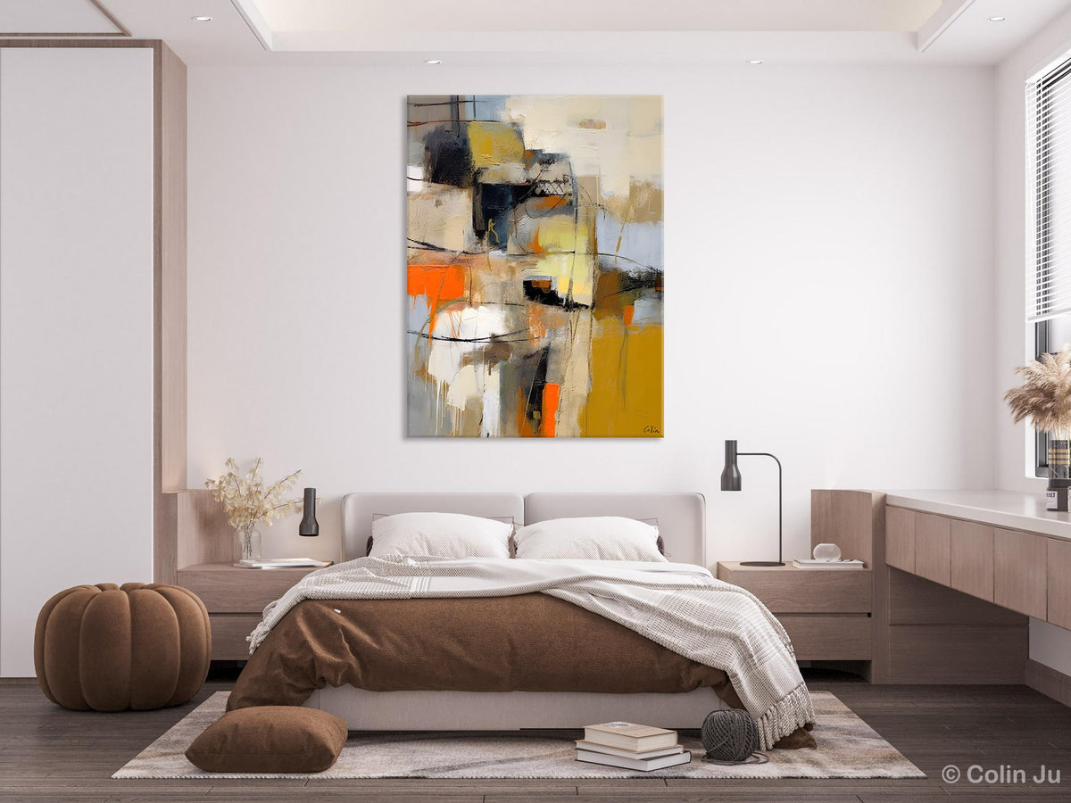 Acrylic Abstract Painting Behind Sofa, Large Painting on Canvas, Livin ...