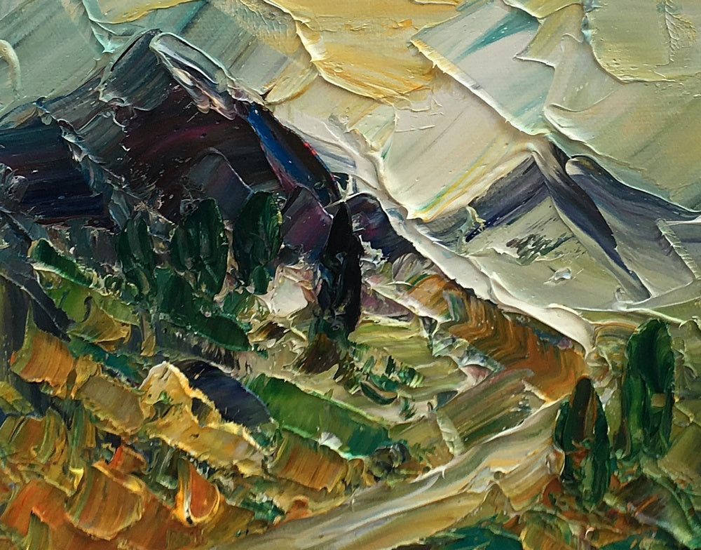 Original Artwork, Small Oil Painting, Heavy Texture Oil Painting, Moun ...