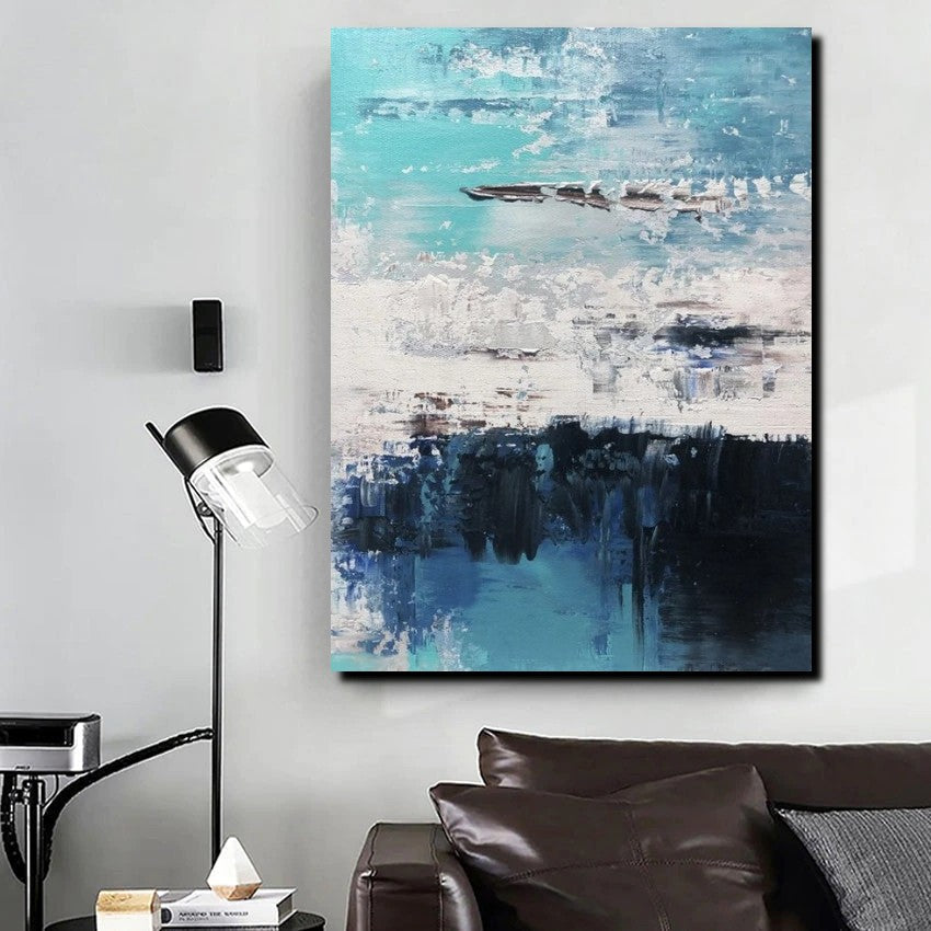 Blue Abstract Paintings, Acrylic Paintings for Bedroom, Contemporary C ...